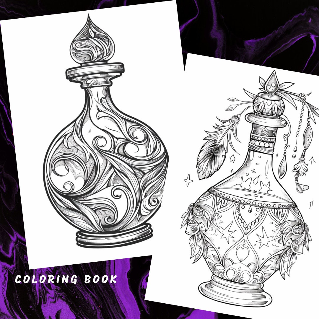 30 Fantasy Potion Coloring Page, Fantasy Coloring, Poison Coloring Book ...