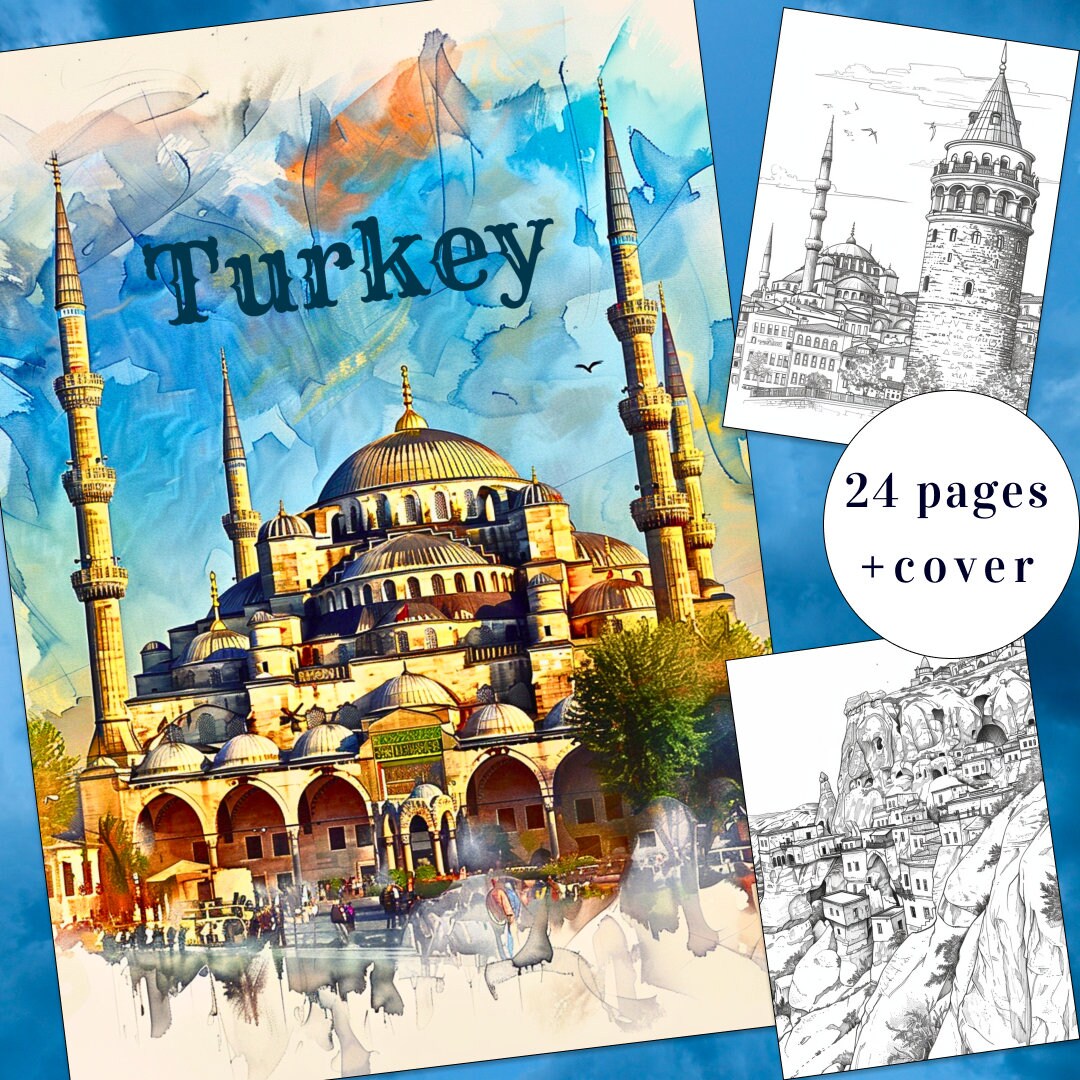 24 Turkey Coloring Page, Turkey Architecture Coloring, Turkish Scenes ...