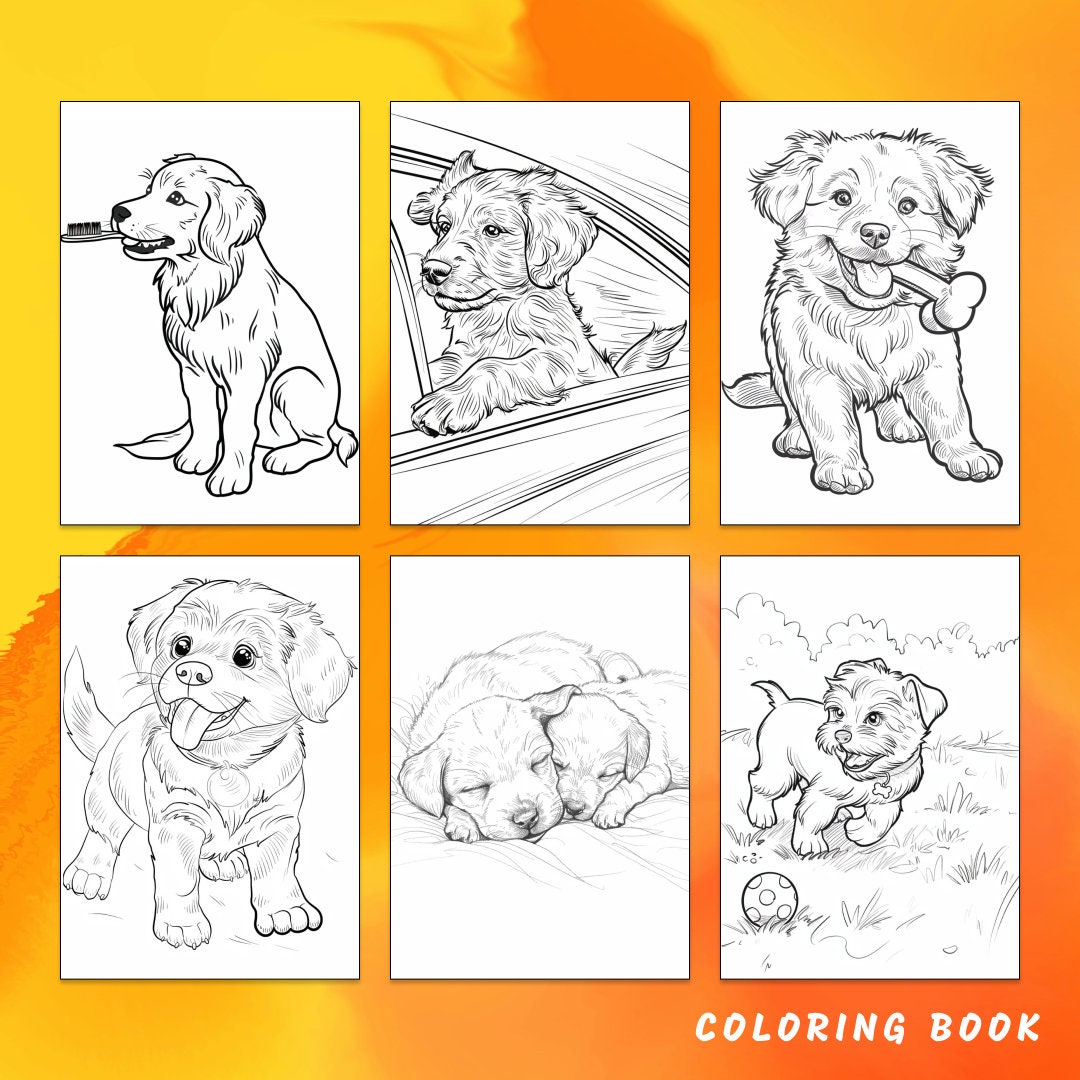 26 Puppy Coloring Page, Dogs Coloring Book, Cute Dog Coloring Book ...