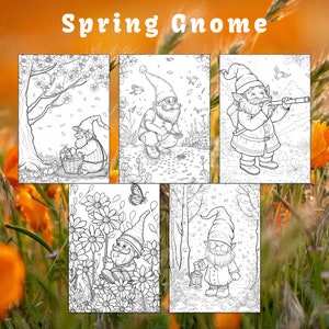 24 Gnome Coloring Book, Gnome Coloring Pages, Fantasy, Spring Gnome ...