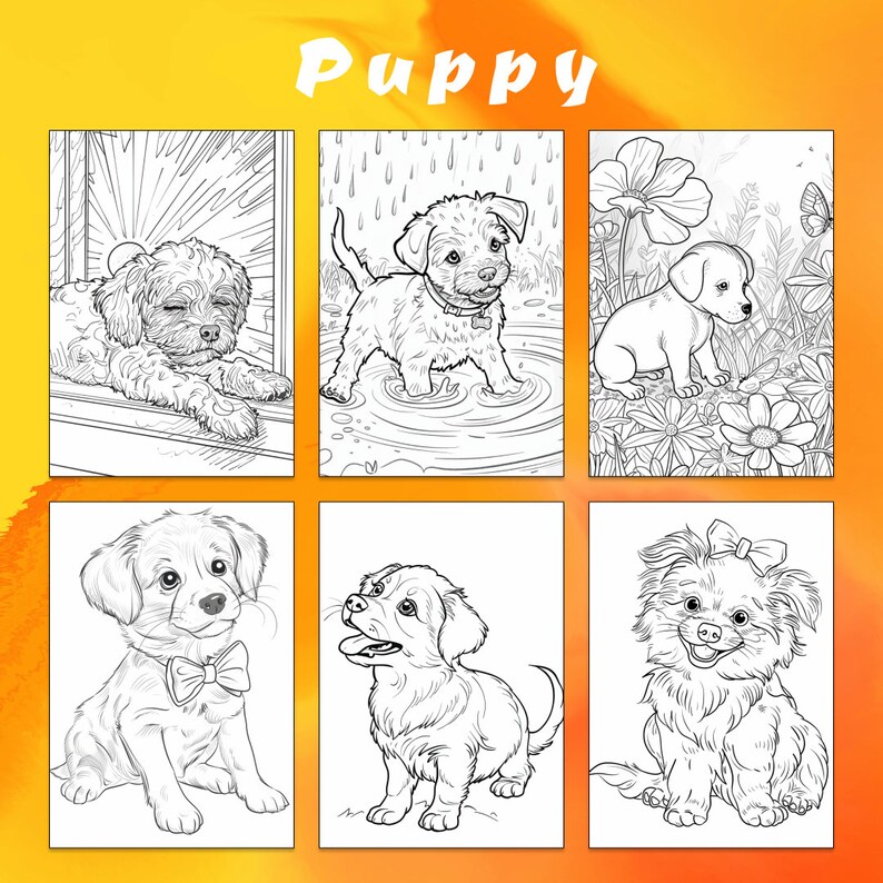 26 Puppy Coloring Page, Dogs Coloring Book, Cute Dog Coloring Book ...
