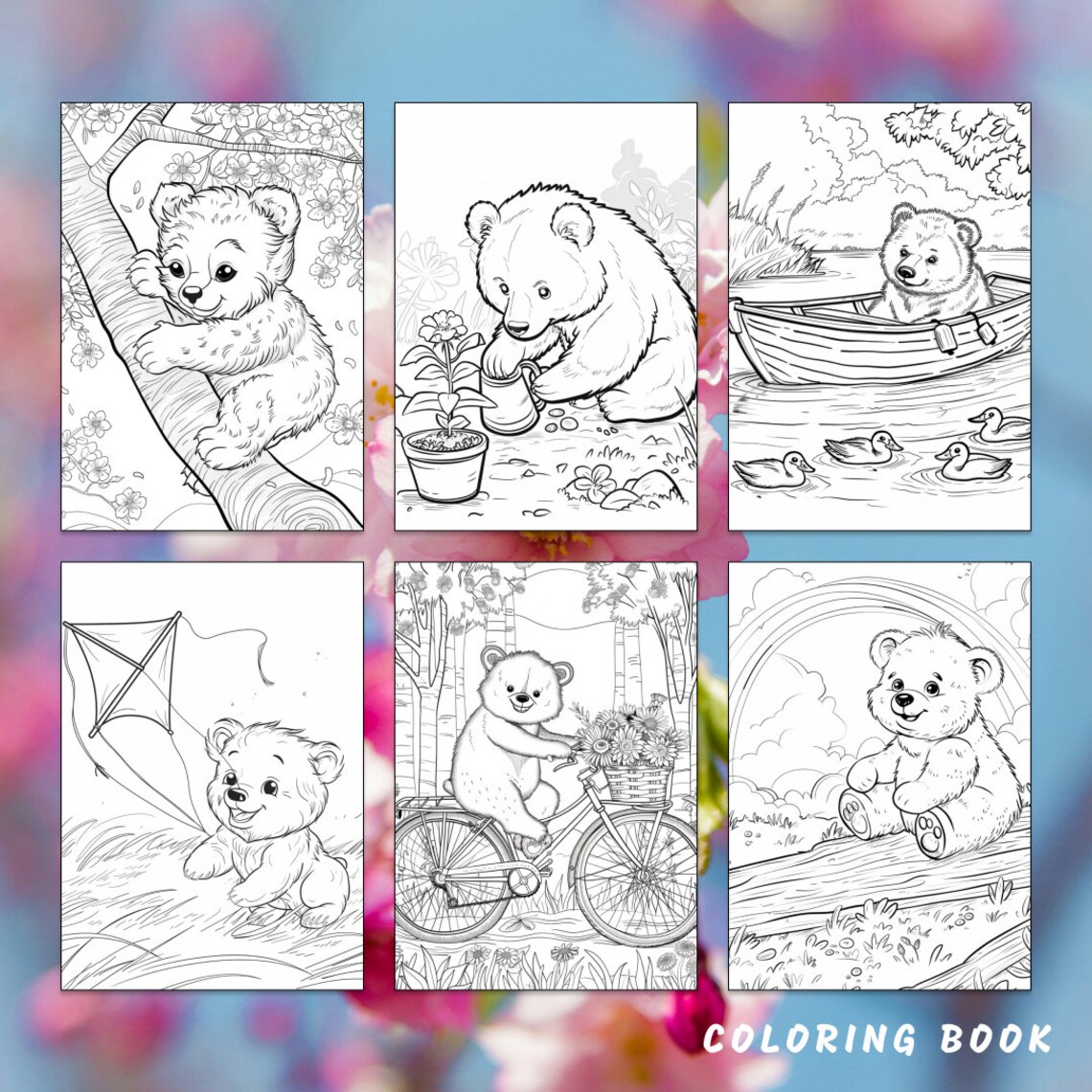 25 Spring Bear Coloring Page, Cute Bear Coloring Book, Bear Coloring ...
