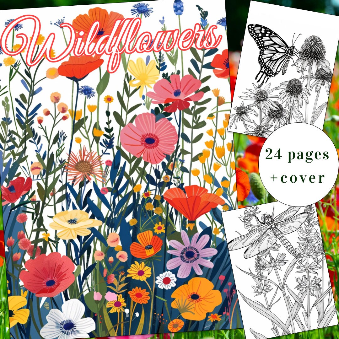 24 Wildflowers Coloring Page, Flowers Coloring Book, Wildflower ...