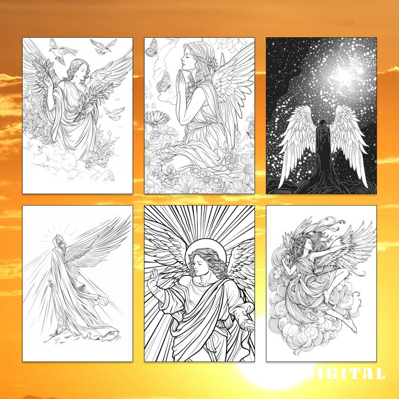 29 Angel Coloring Page, Angel Coloring Book, Religious Coloring Book ...