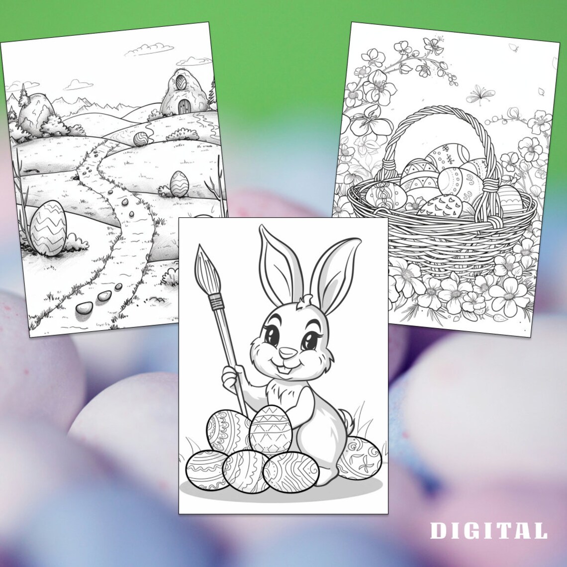22 Easter Egg Coloring Page, Easter Coloring, Adults Kids Instant ...