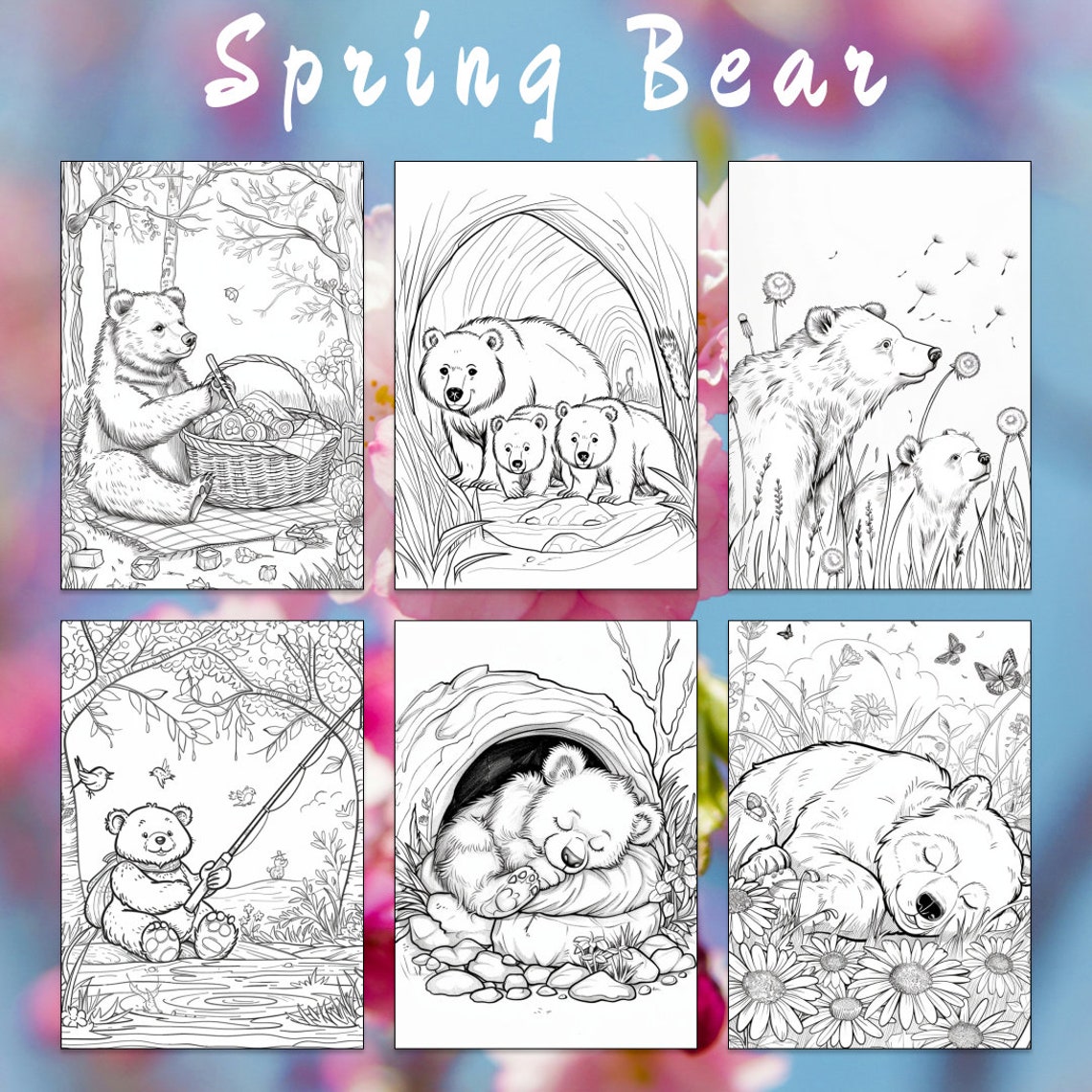 25 Spring Bear Coloring Page, Cute Bear Coloring Book, Bear Coloring ...