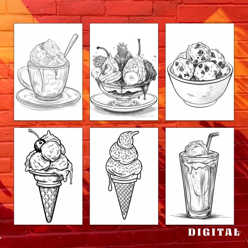 30 Ice Cream Coloring Page, Desserts Coloring, Ice Cream Coloring Book ...