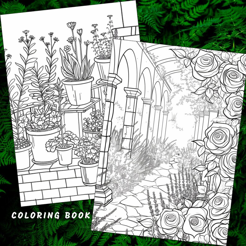 30 Spring Garden Coloring Page, Floral Garden Coloring Book, Flowers ...