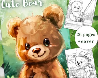 25 Spring Bear Coloring Page, Cute Bear Coloring Book, Bear Coloring ...