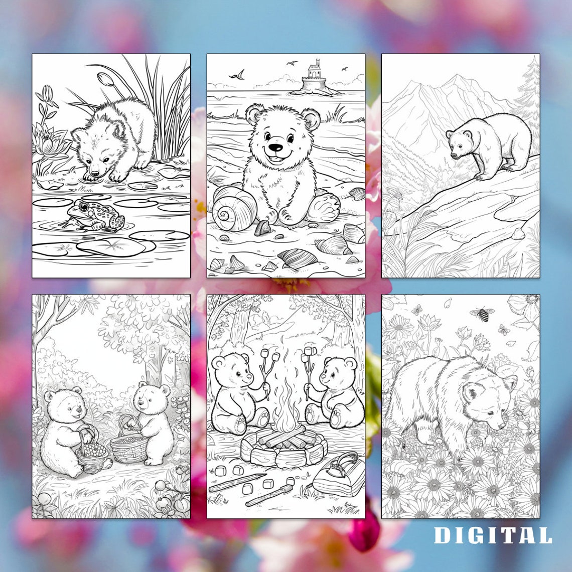 25 Spring Bear Coloring Page, Cute Bear Coloring Book, Bear Coloring ...