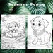 25 Summer Puppy Coloring Page, Cute Puppy Coloring Book, Adults Kids ...