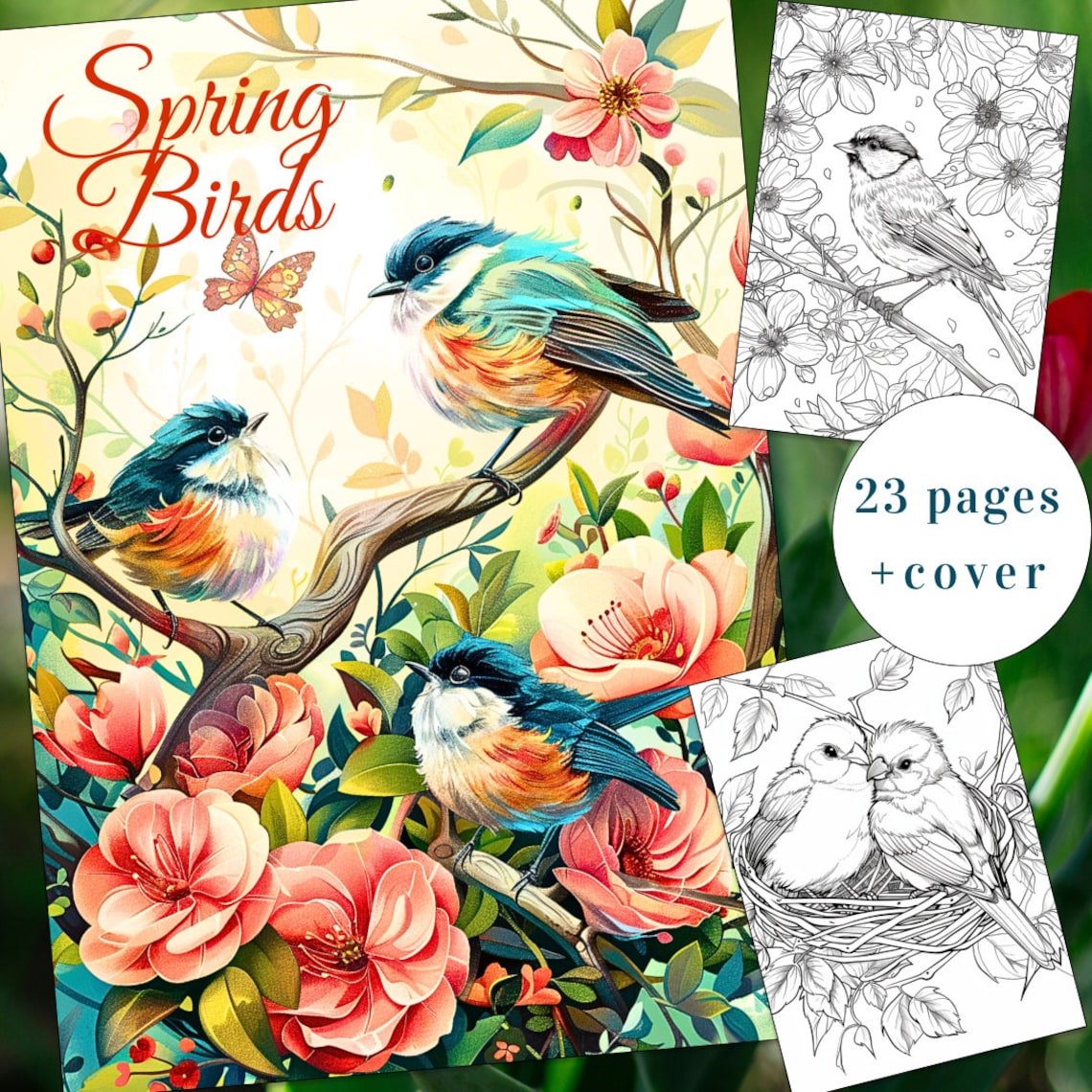 23 Spring Bird Coloring Page, Fantasy Coloring, Spring Coloring, Adults ...
