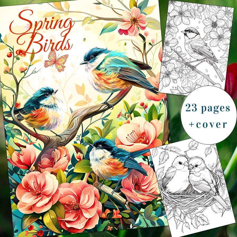 23 Spring Bird Coloring Page, Fantasy Coloring, Spring Coloring, Adults ...