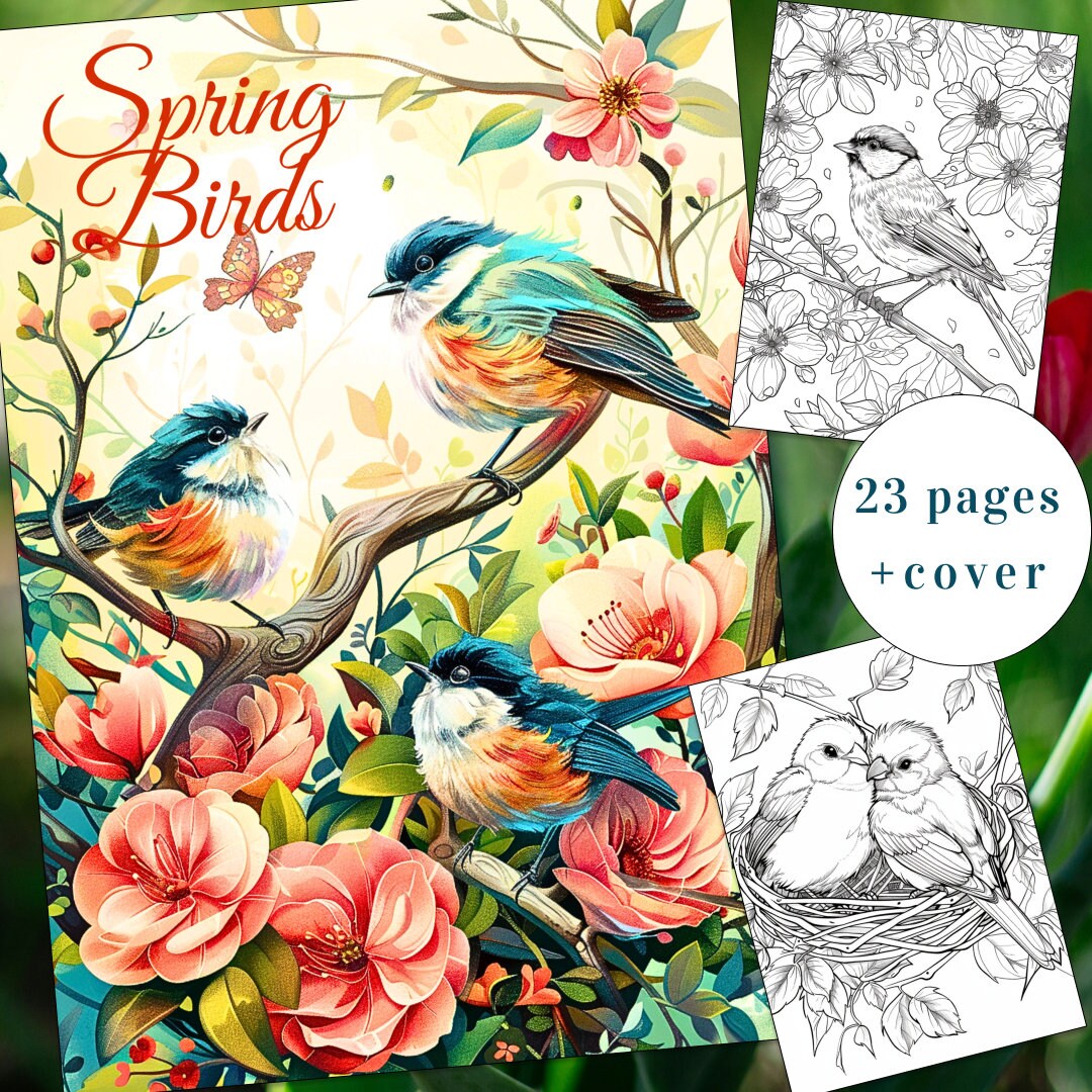 23 Spring Bird Coloring Page, Fantasy Coloring, Spring Coloring, Adults ...