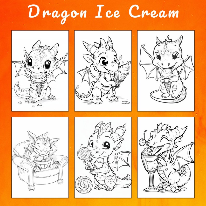 28 Dragon Ice Cream Coloring Page, Cute Dragon Coloring, Sweets ...
