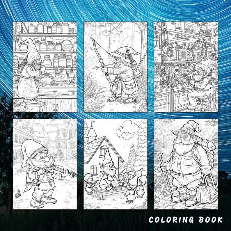 26 Gnome Coloring Book, Gnome Coloring Page, Fantasy, Gnome Professions ...