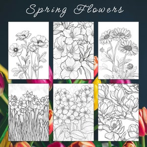 30 Spring Flowers Coloring Page, Spring Coloring Book, Flower Coloring ...