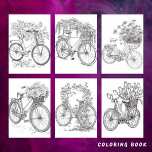 29 Blooming Bicycle Coloring Page, Flower Coloring Book, Bicycle ...