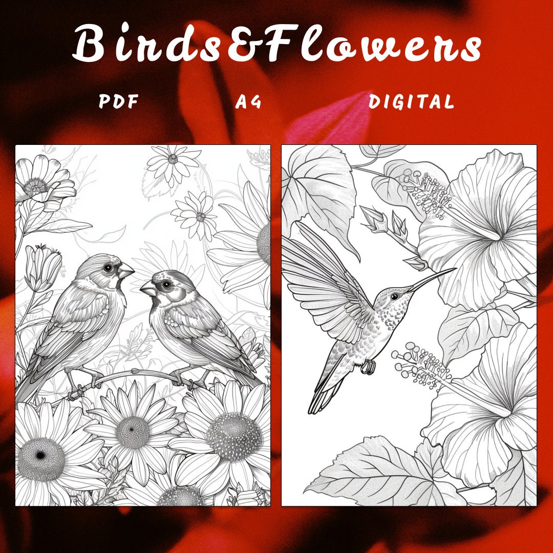 26 Birds and Flowers Coloring Page, Flower Coloring, Birds Coloring ...