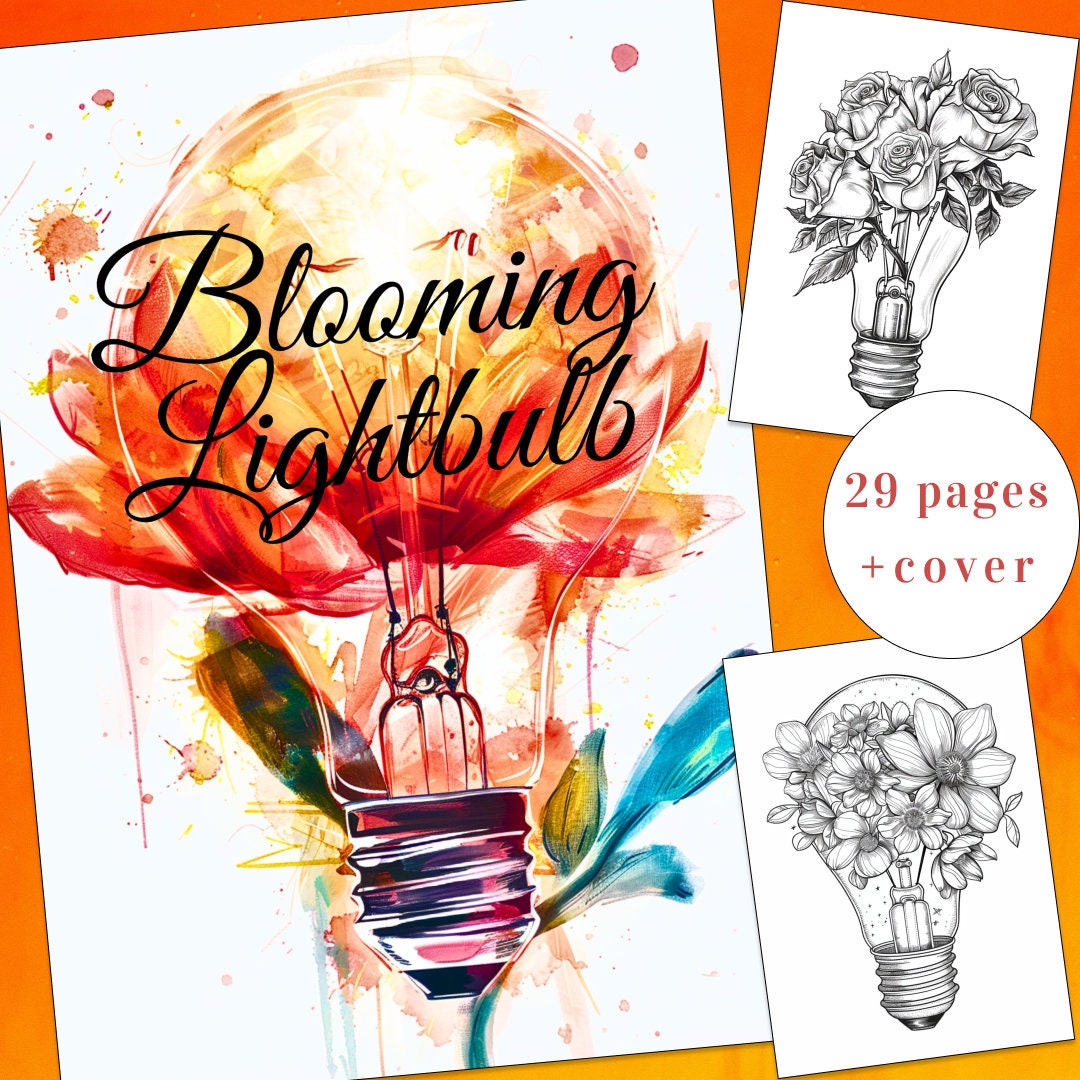 29 Blooming Lightbulb Coloring Page, Flower Coloring,lightbulb Coloring ...