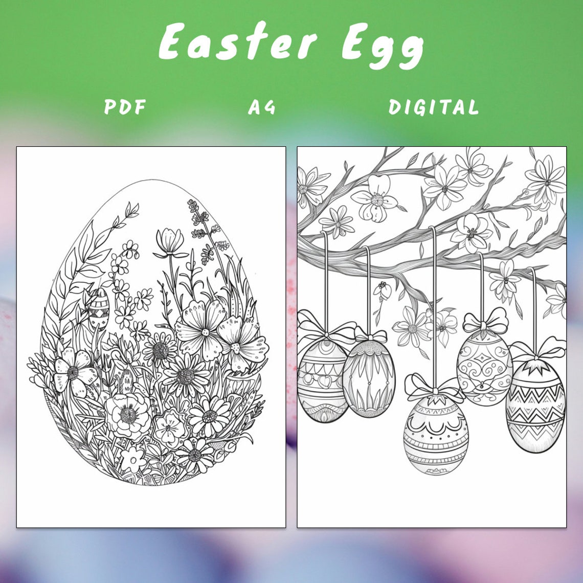 22 Easter Egg Coloring Page, Easter Coloring, Adults Kids Instant ...