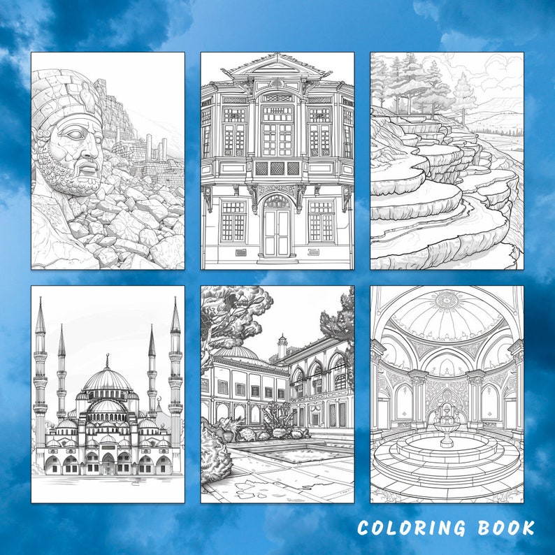 24 Turkey Coloring Page, Turkey Architecture Coloring, Turkish Scenes ...