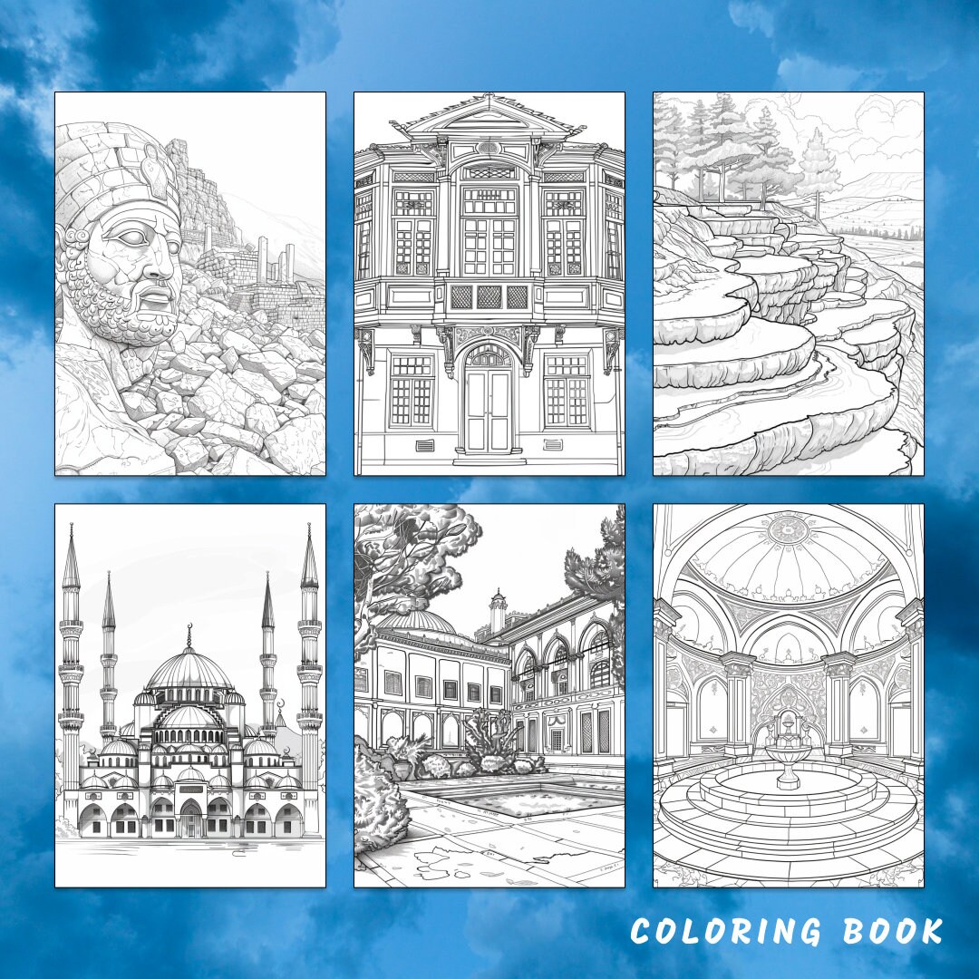 24 Turkey Coloring Page, Turkey Architecture Coloring, Turkish Scenes ...