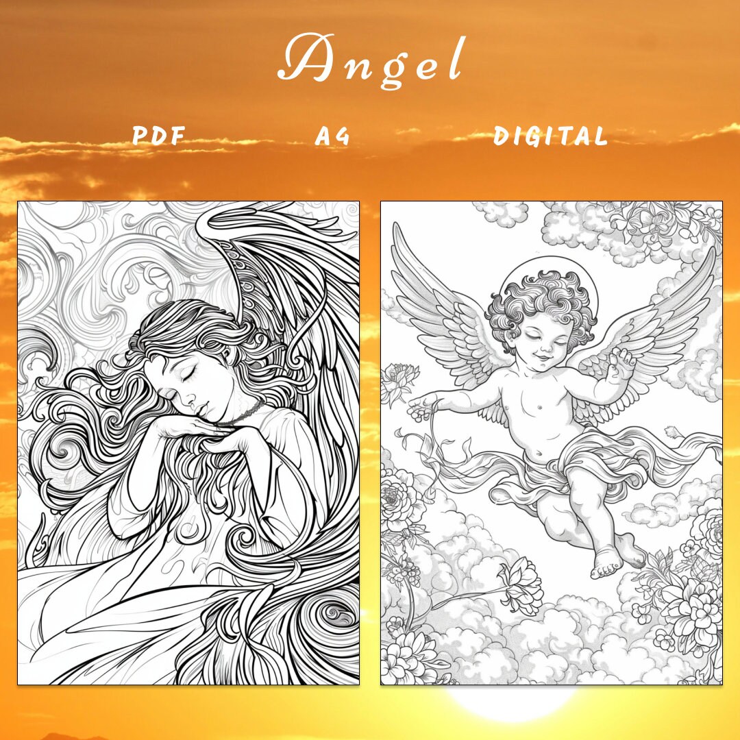 29 Angel Coloring Page, Angel Coloring Book, Religious Coloring Book ...