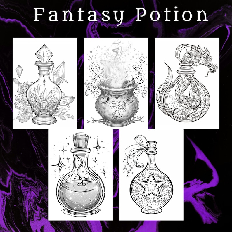 30 Fantasy Potion Coloring Page, Fantasy Coloring, Poison Coloring Book ...
