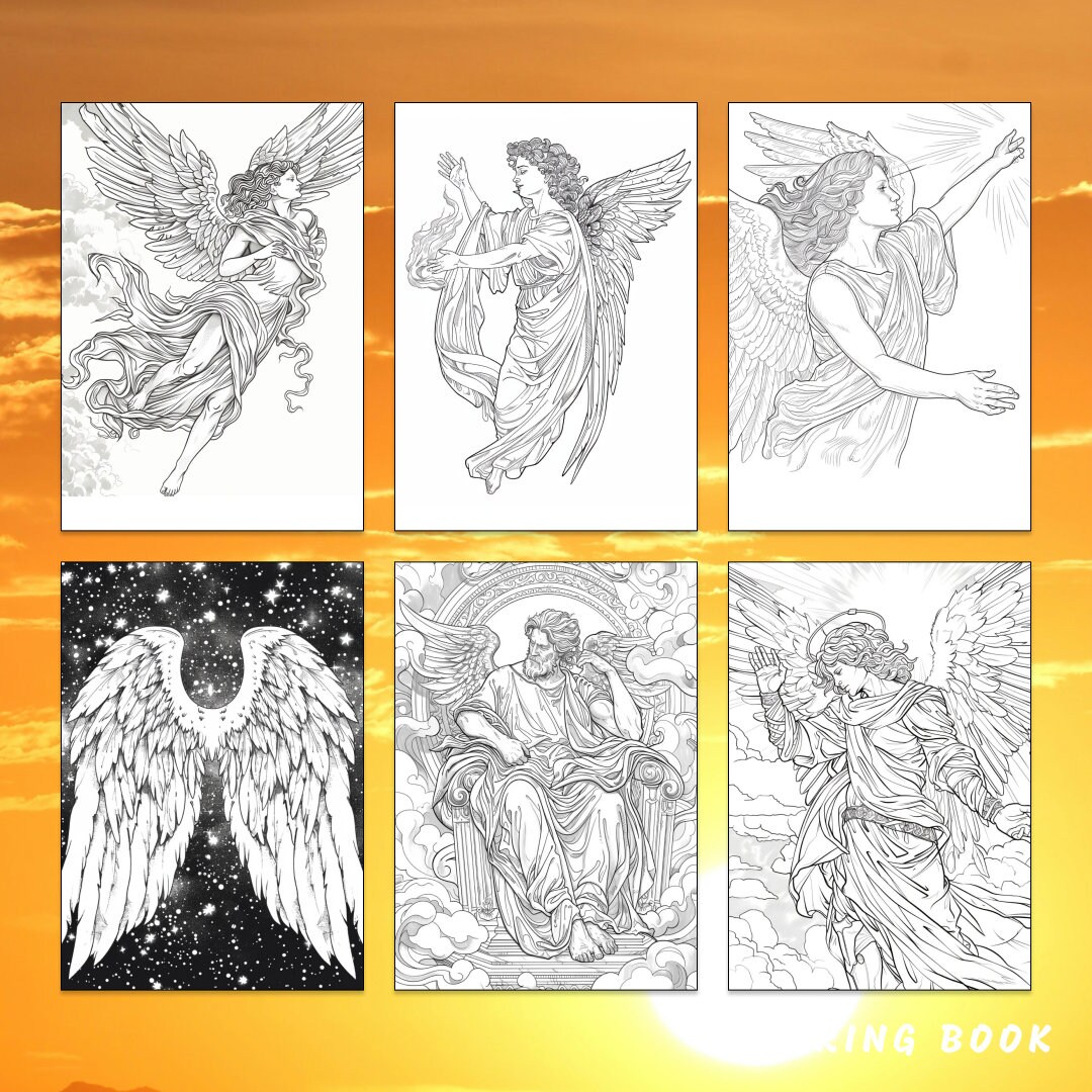 29 Angel Coloring Page, Angel Coloring Book, Religious Coloring Book ...