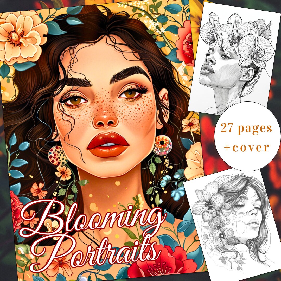 27 Blooming Portraits Coloring Page, Lady Coloring Book, Women Coloring ...