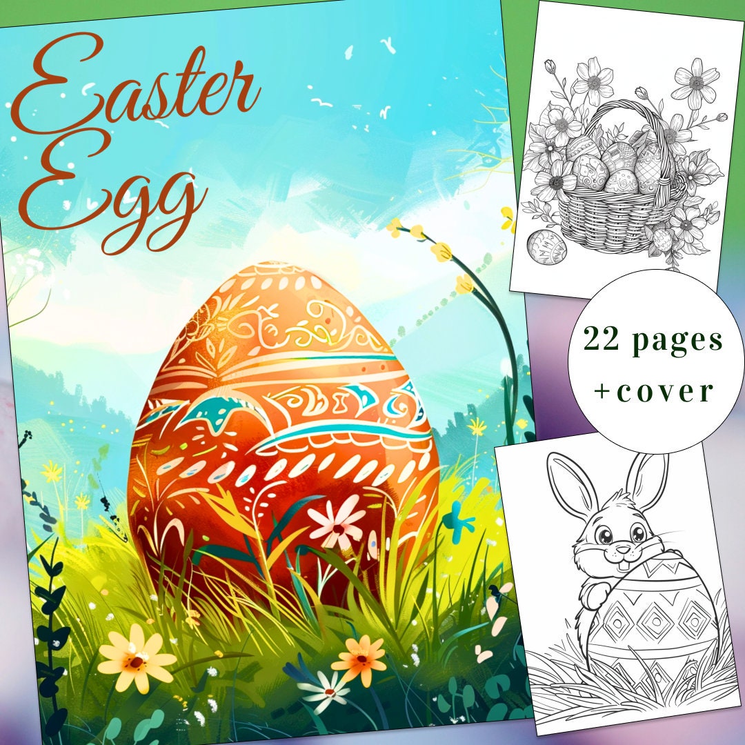 22 Easter Egg Coloring Page, Easter Coloring, Adults Kids Instant ...