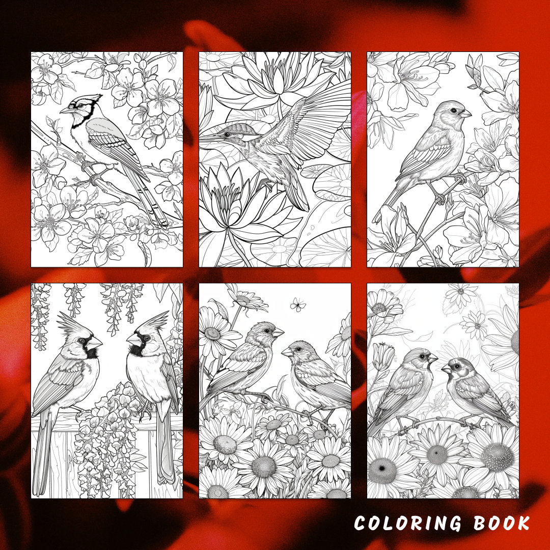 26 Birds and Flowers Coloring Page, Flower Coloring, Birds Coloring ...