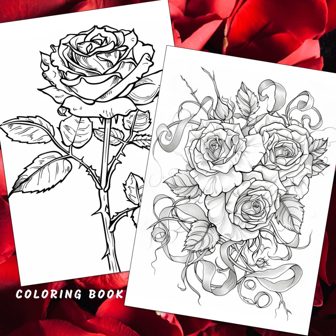 20 Rose Beauty Coloring Page, Flowers Coloring Book, Roses Coloring ...