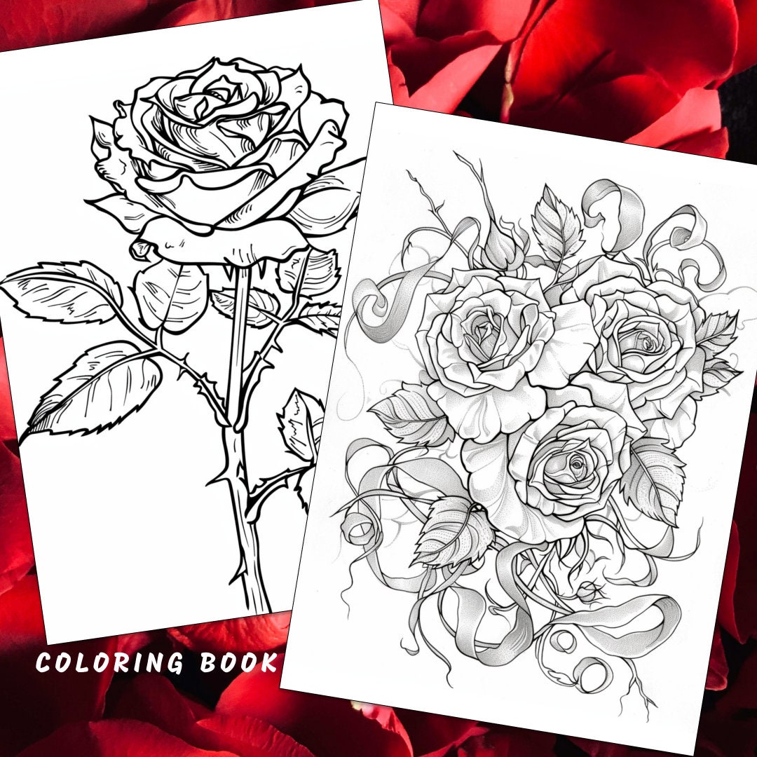 20 Rose Beauty Coloring Page, Flowers Coloring Book, Roses Coloring ...