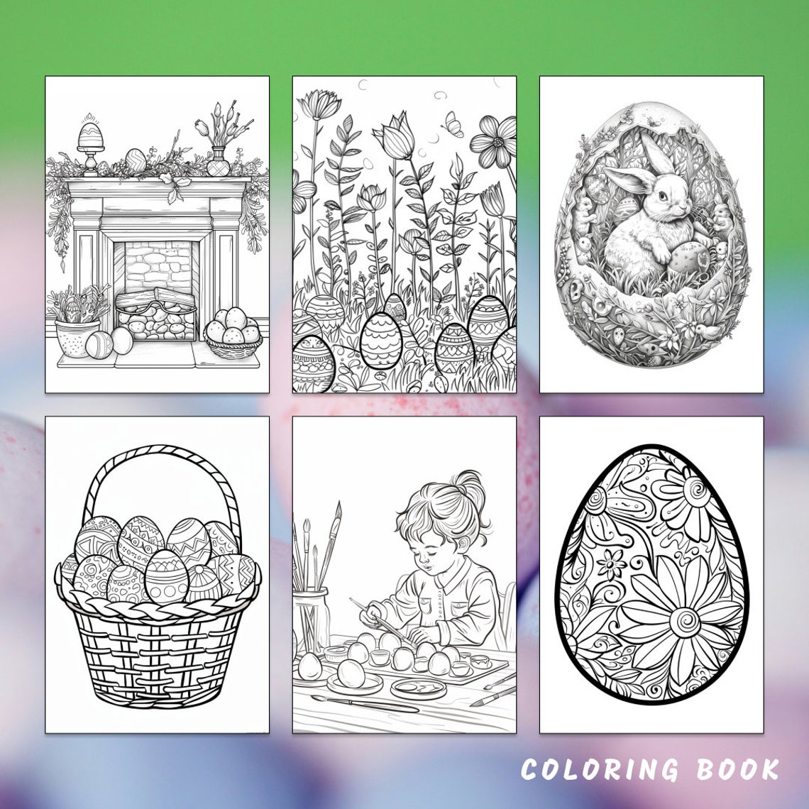 22 Easter Egg Coloring Page, Easter Coloring, Adults Kids Instant ...