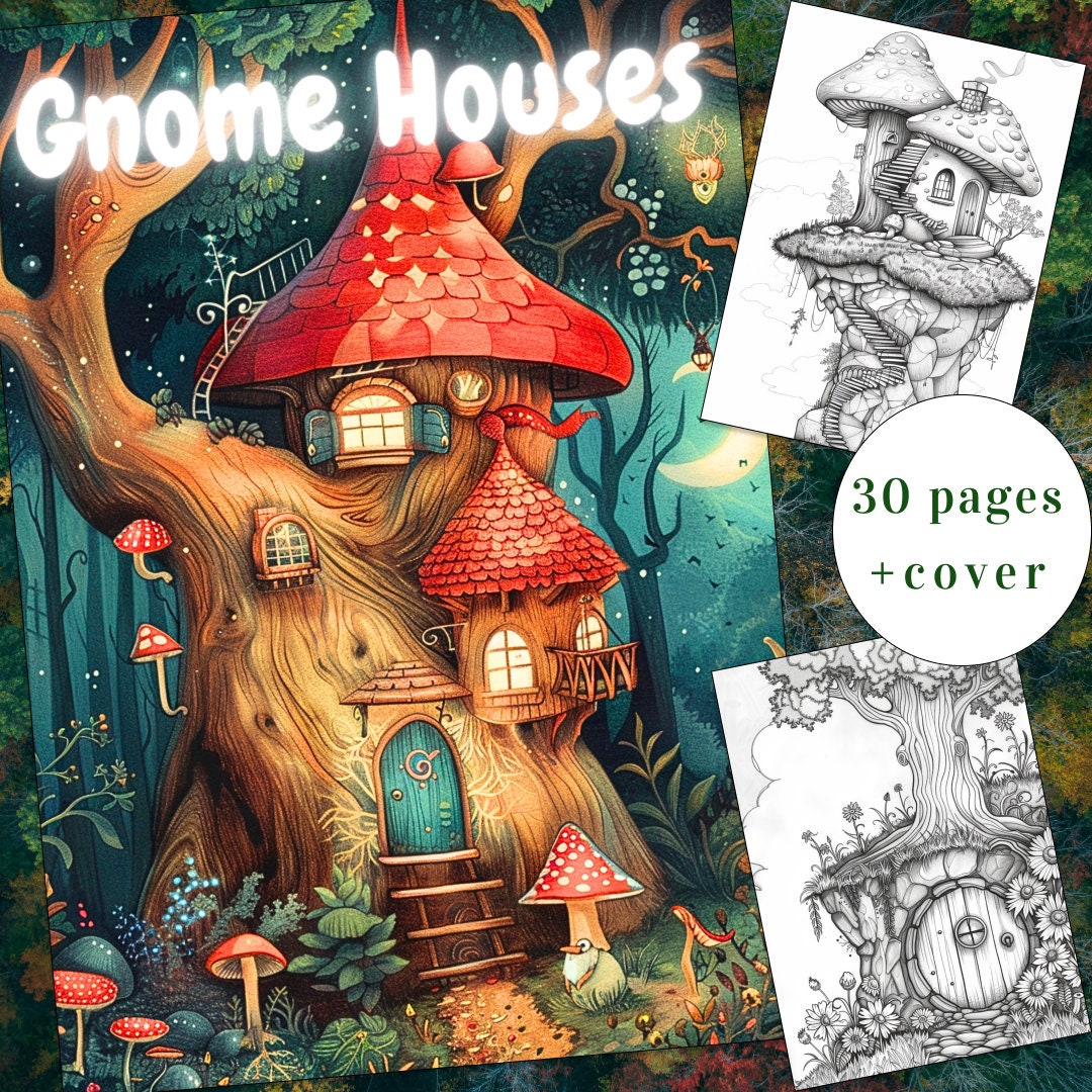 30 Gnome House Coloring Page, Gnome Coloring, House Coloring Book ...