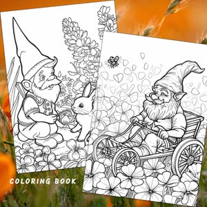 24 Gnome Coloring Book, Gnome Coloring Pages, Fantasy, Spring Gnome ...