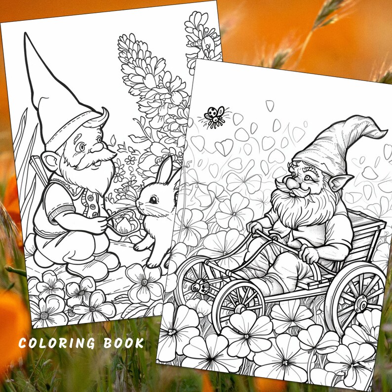 24 Gnome Coloring Book, Gnome Coloring Pages, Fantasy, Spring Gnome ...