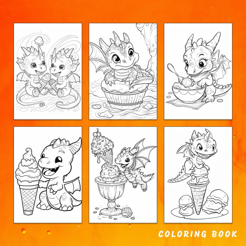 28 Dragon Ice Cream Coloring Page, Cute Dragon Coloring, Sweets ...