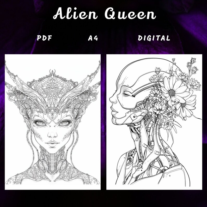 23 Alien Queen Coloring Page, Queen Coloring Book, Fantasy Coloring ...