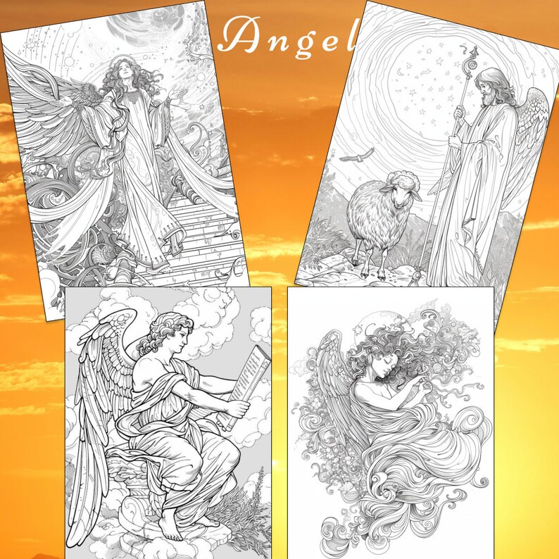 29 Angel Coloring Page, Angel Coloring Book, Religious Coloring Book ...