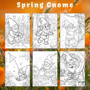 24 Gnome Coloring Book, Gnome Coloring Pages, Fantasy, Spring Gnome ...