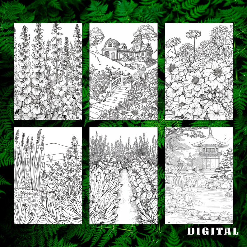 30 Spring Garden Coloring Page, Floral Garden Coloring Book, Flowers ...