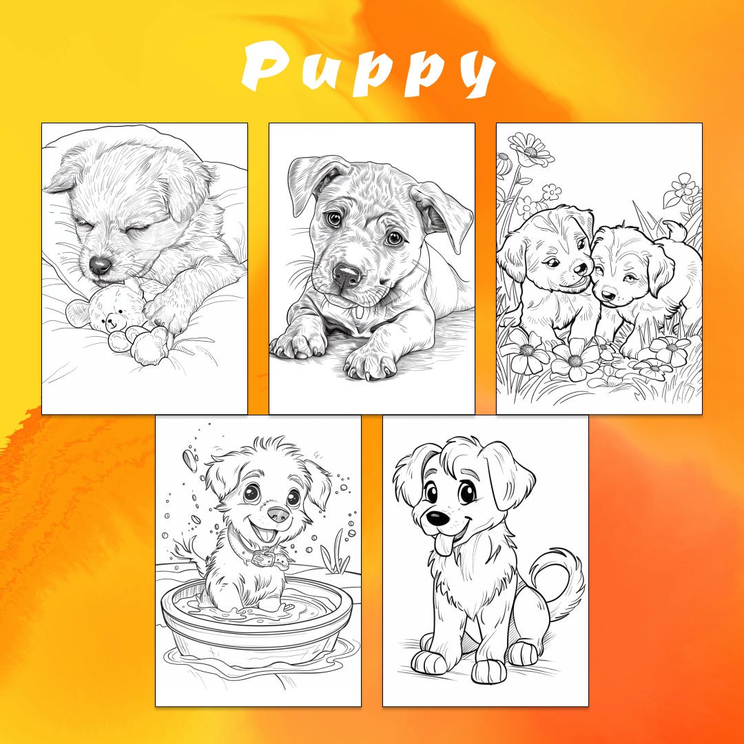 26 Puppy Coloring Page, Dogs Coloring Book, Cute Dog Coloring Book ...