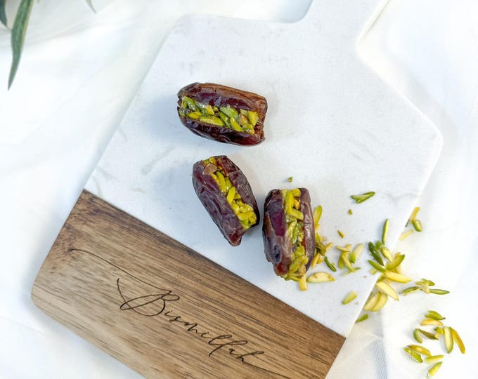 Marble and Wood Serving Board | Bismillah Engraved | Elegant Islamic ...