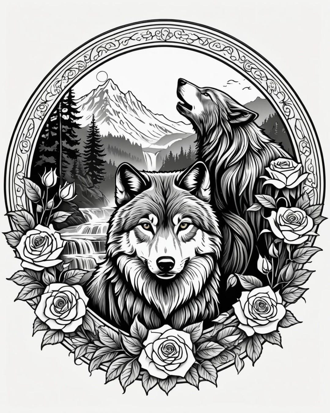 Wolves and Roses - Etsy