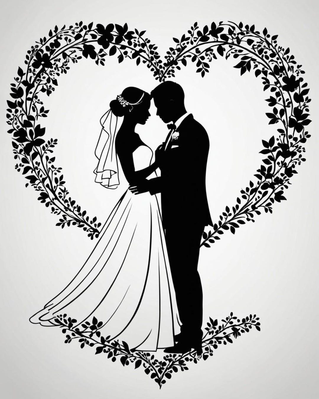 Wedding Couple in Heart - Etsy