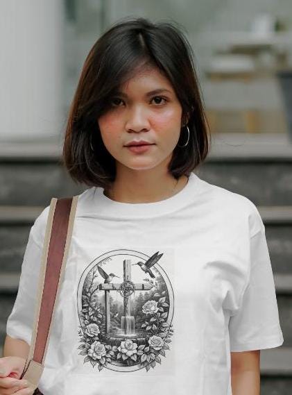 A Waterfall, Cross and Hummingbirds - Etsy