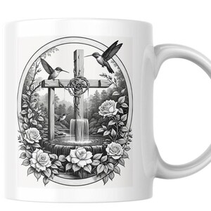 A Waterfall, Cross and Hummingbirds - Etsy